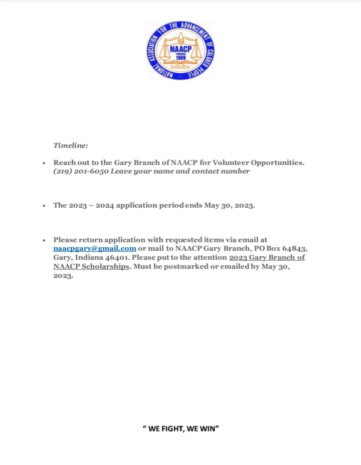 NAACP GARY BRANCH SCHOLARSHIP | NAACP Gary Branch
